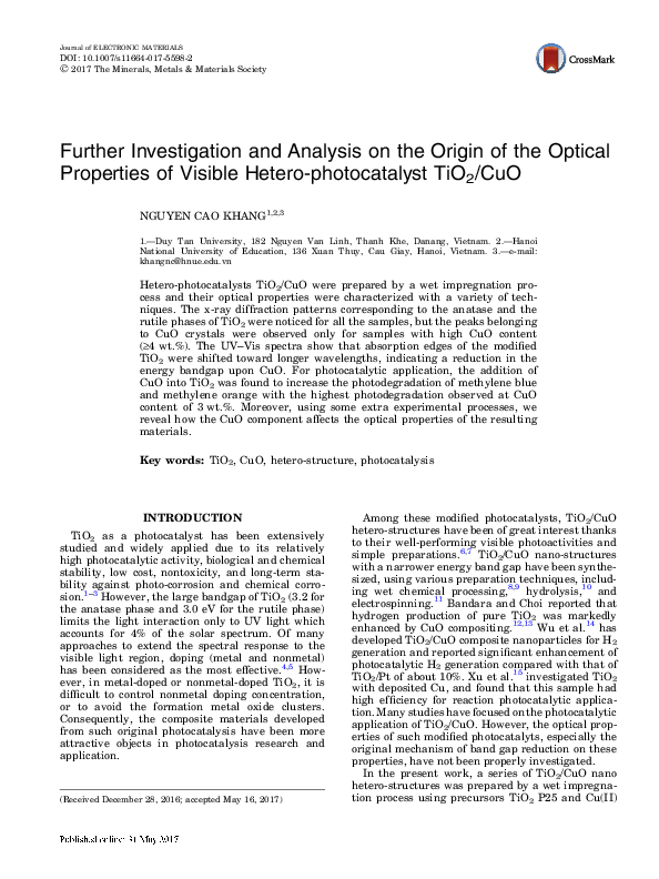 (PDF) Further Investigation and Analysis on the Origin of the Optical ...