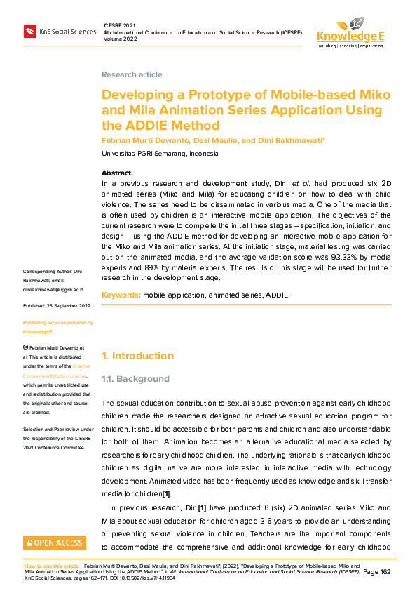 (PDF) Developing a Prototype of Mobile-based Miko and Mila Animation Series Application Using ...
