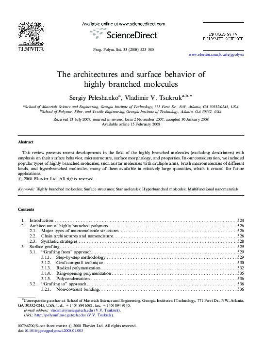 (PDF) The architectures and surface behavior of highly branched molecules