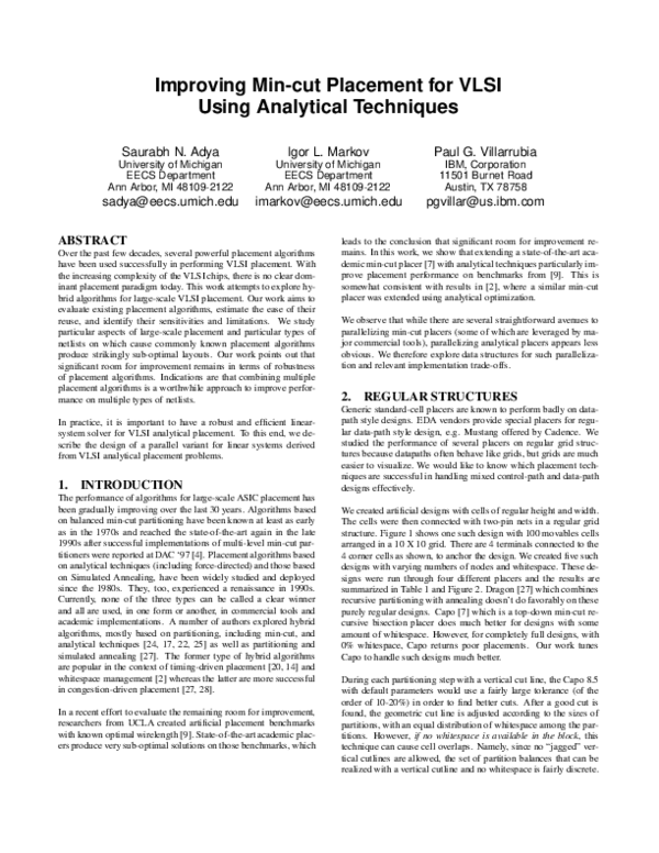(PDF) Improving min-cut placement for VLSI using analytical techniques