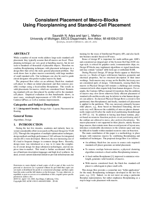 (PDF) Consistent placement of macro-blocks using floorplanning and ...