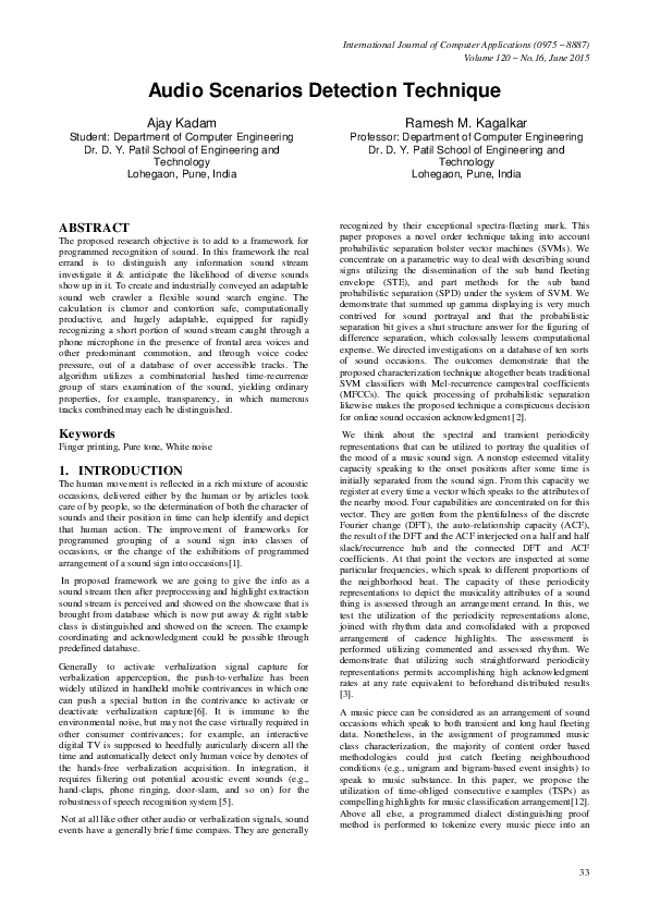 (PDF) Audio Scenarios Detection Technique
