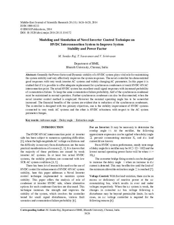 Pdf Dynamic Simulation Of Hvdc Interconnection In Large Power System
