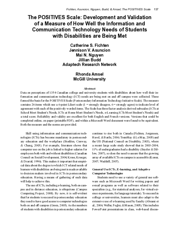(PDF) The POSITIVES Scale: Development and validation of a measure of how well the information ...
