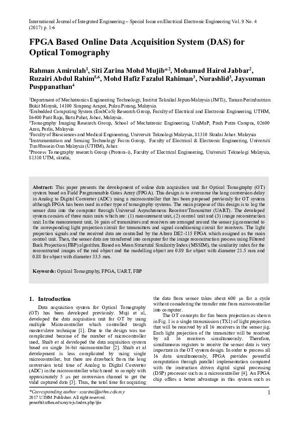 Pdf Fpga Based Online Data Acquisition System Das For Optical