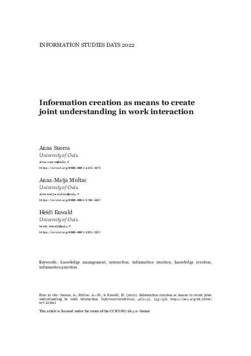 (PDF) Information creation as means to create joint understanding in ...