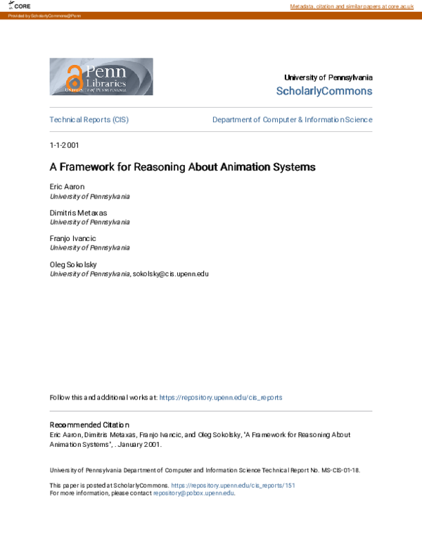 (PDF) A Framework for Reasoning About Animation Systems