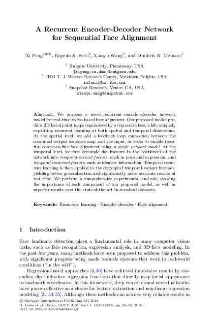 (PDF) A Recurrent Encoder-Decoder Network for Sequential Face Alignment