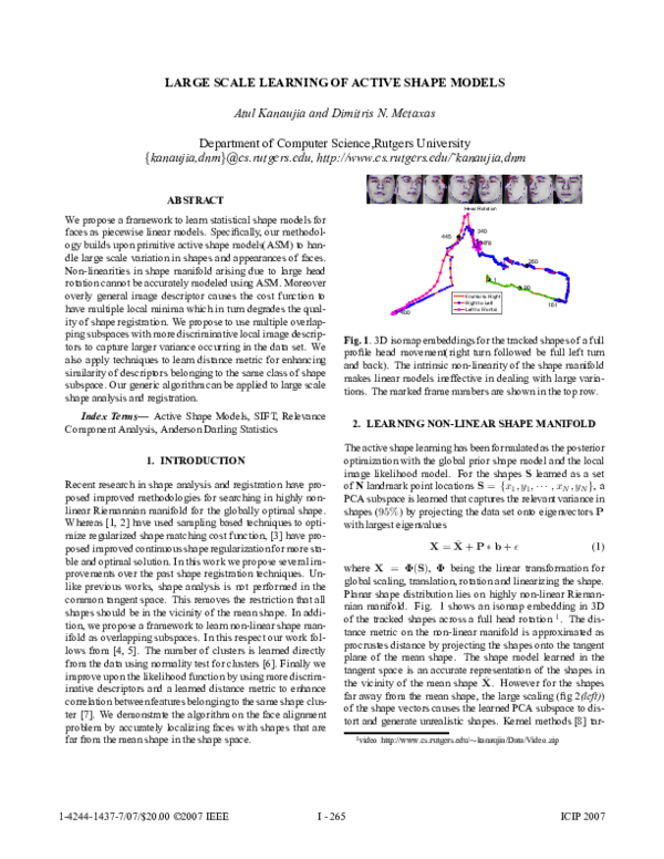(PDF) Large Scale Learning of Active Shape Models | Dimitris Metaxas - Academia.edu