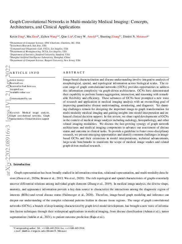 Pdf Graph Convolutional Networks For Multi Modality Medical Imaging Methods Architectures