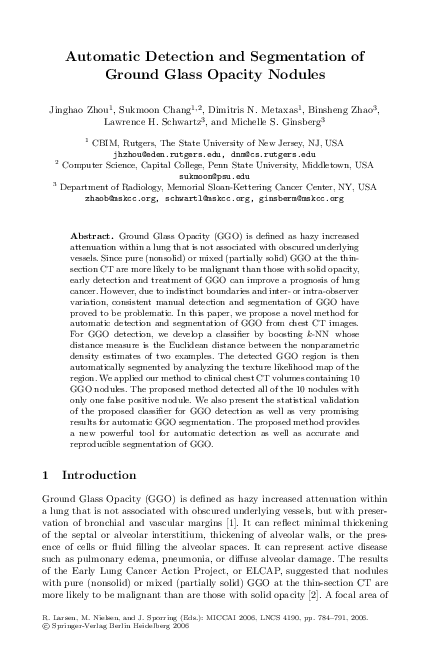 Pdf Automatic Detection And Segmentation Of Ground Glass Opacity Nodules