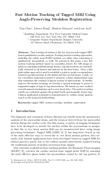 (PDF) Fast motion tracking of tagged MRI using angle-preserving ...