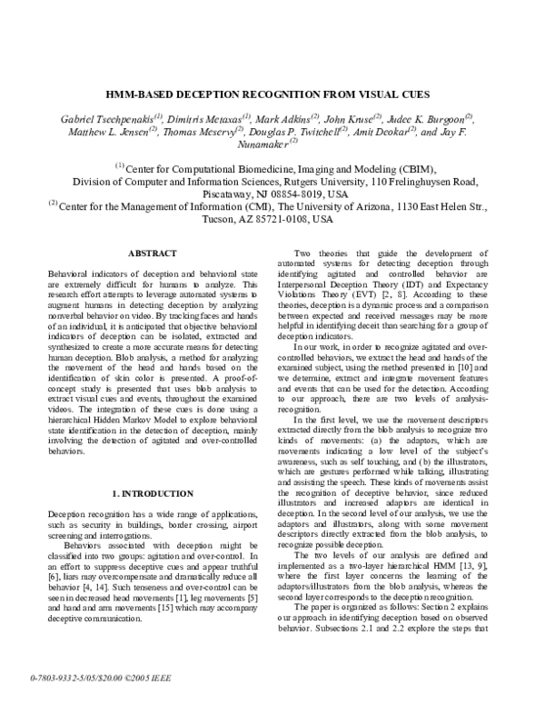 (PDF) HMM-Based Deception Recognition from Visual Cues