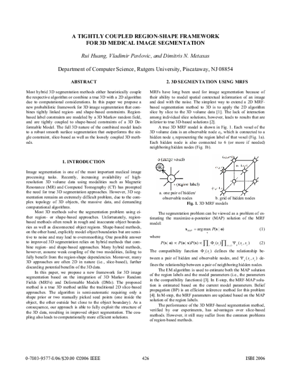 (PDF) Tightly Coupled Region-Shape 3D Segmentation
