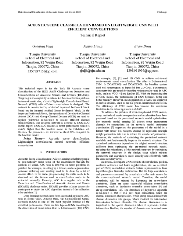 Pdf Acoustic Scene Classification Based On Lightweight Cnn With 1632