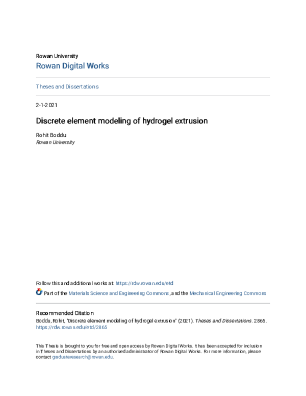 (PDF) Discrete element modeling of hydrogel extrusion