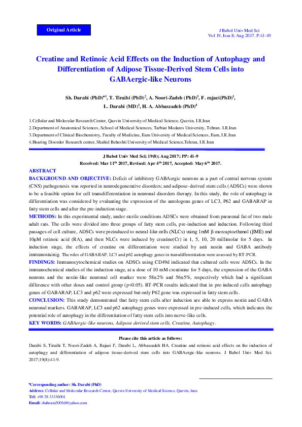 (PDF) Creatine and retinoic acid effects on the induction of autophagy ...
