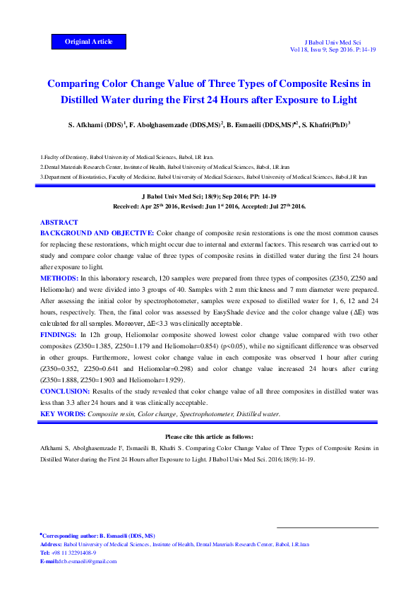(PDF) Comparing Color Change Value of Three Types of Composite Resins ...