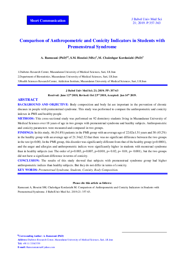 (PDF) Comparison of Anthropometric and Conicity indicators in Students ...