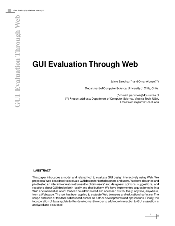 (PDF) GUI evaluation through Web