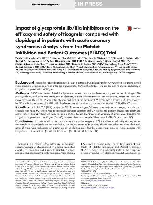 (PDF) Impact of glycoprotein IIb/IIIa inhibitors on the efficacy and ...