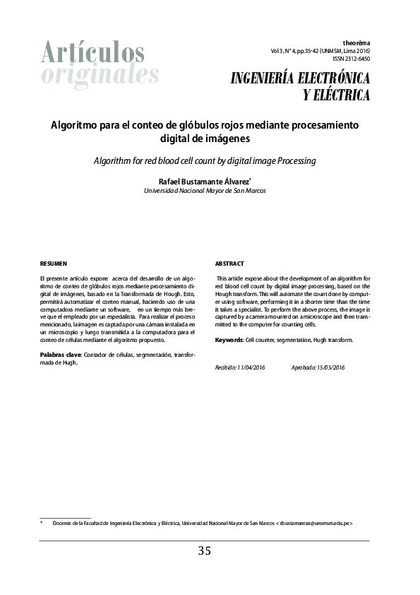 (PDF) Algoritmo para el conteo de glóbulos rojos mediante procesamiento ...