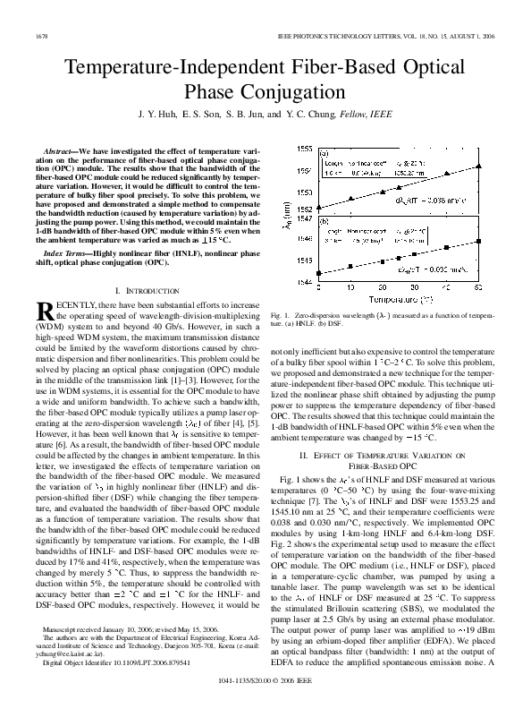 (PDF) Temperature-independent fiber-based optical phase conjugation