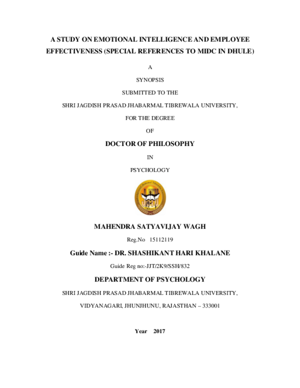 A Study on Emotional Intelligence and Employee Effectiveness (Special ...