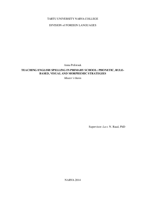 (PDF) Teaching English spelling in primary school: phonetic, rule-based ...