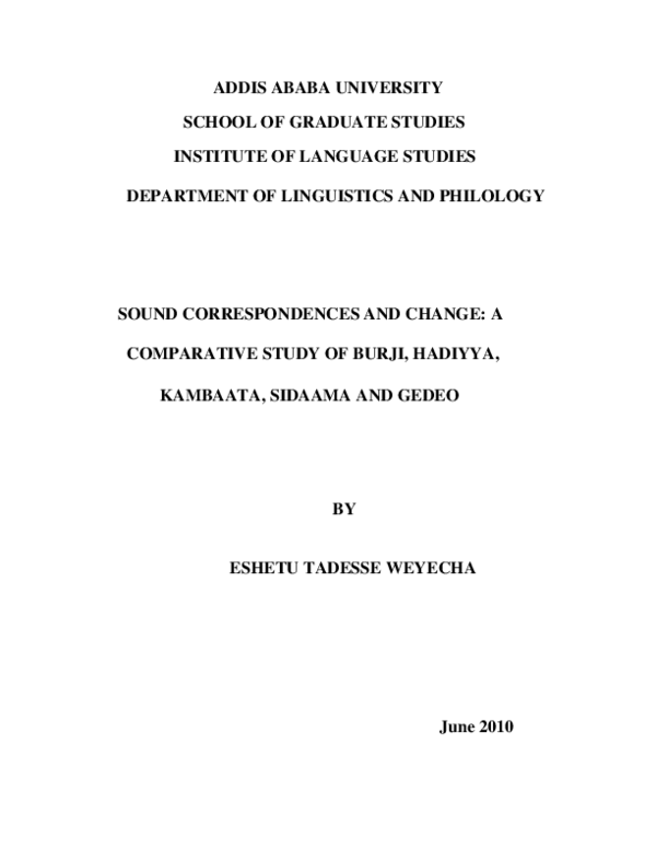(PDF) Sound Correspondences and Change: A Comparative Study of Burji ...