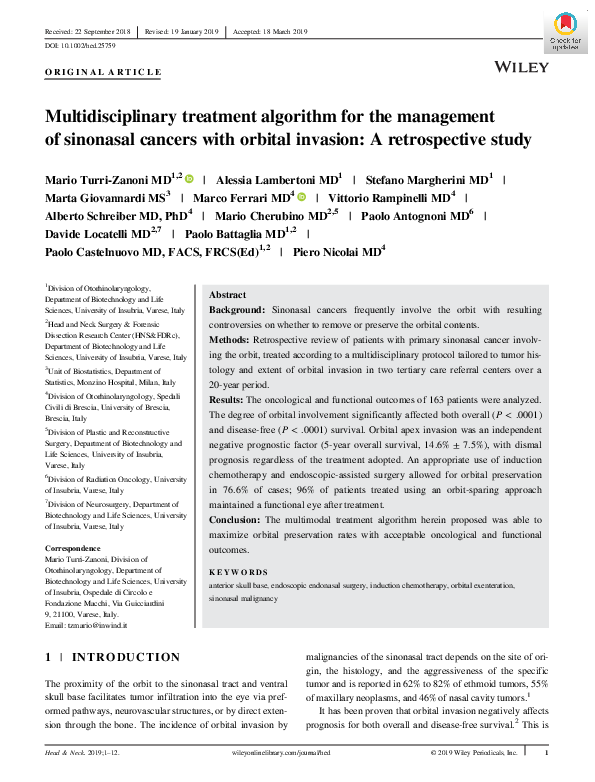 (PDF) Multidisciplinary treatment algorithm for the management of ...