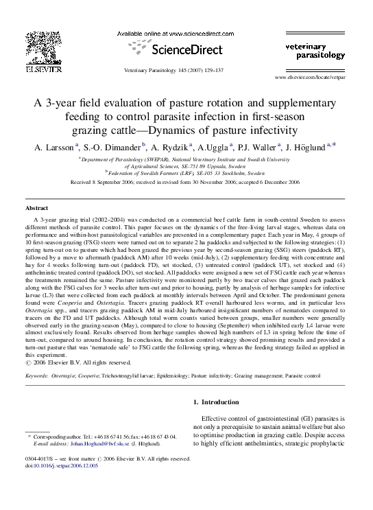 (PDF) A 3-year field evaluation of pasture rotation and supplementary ...