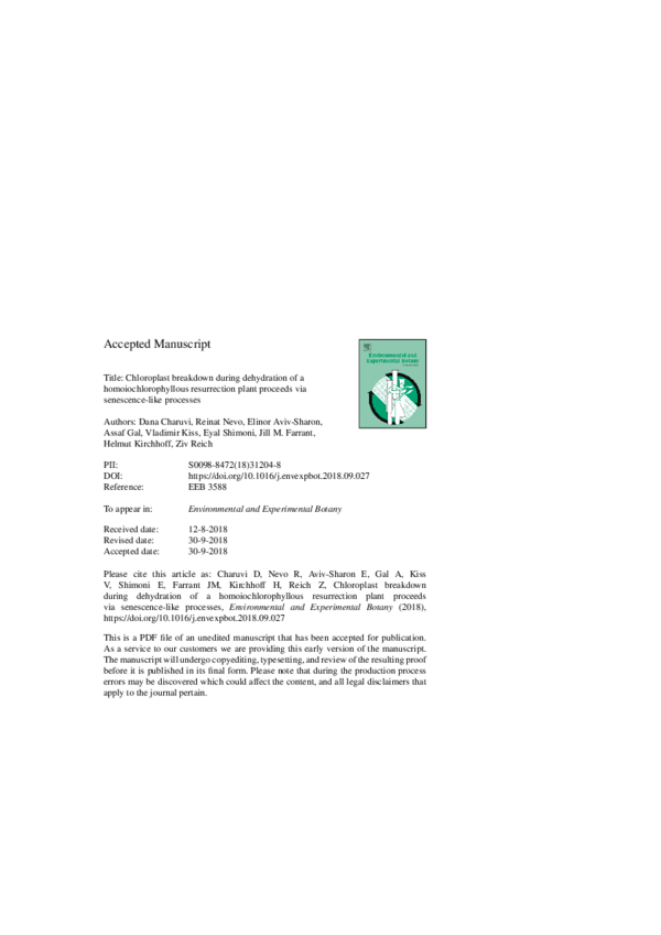 (PDF) Chloroplast breakdown during dehydration of a ...