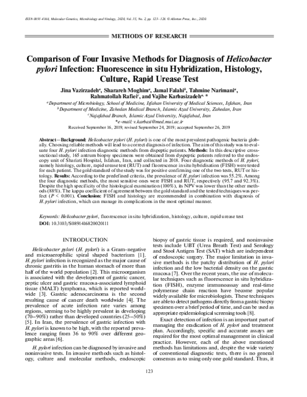 (PDF) Comparison of Four Invasive Methods for Diagnosis of Helicobacter ...