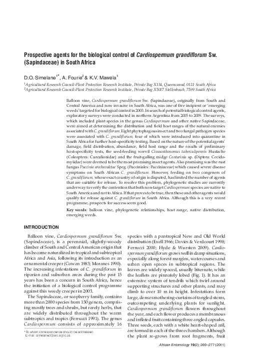 (PDF) Prospective Agents for the Biological Control ofCardiospermum ...