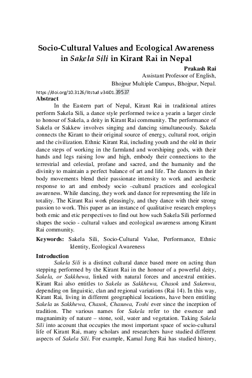 (PDF) Socio-Cultural Values and Ecological Awareness in Sakela Sili in ...
