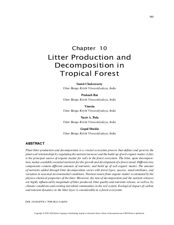 (PDF) Litter Production and Decomposition in Tropical Forest