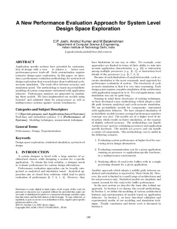 (PDF) Rapid Performance Evaluation for Design Exploration