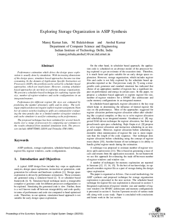 (PDF) Exploring storage organization in ASIP synthesis
