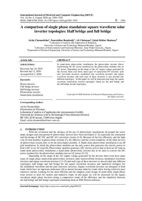 (PDF) A comparison of single phase standalone square waveform solar ...