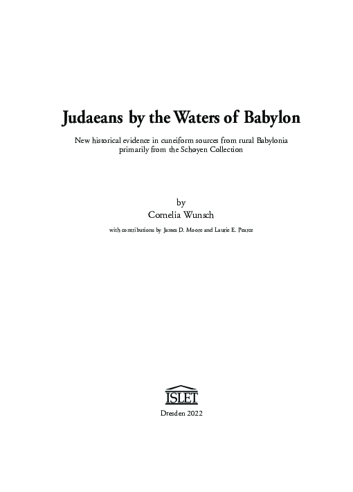 (PDF) (2022) Judaeans by the Waters of Babylon. New historical evidence ...