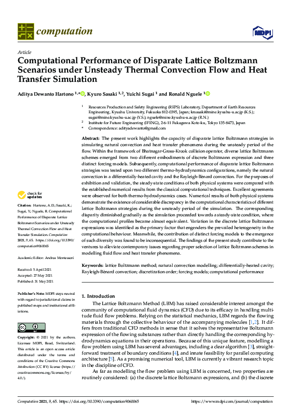 (PDF) Computational Performance of Disparate Lattice Boltzmann Scenarios under Unsteady Thermal ...