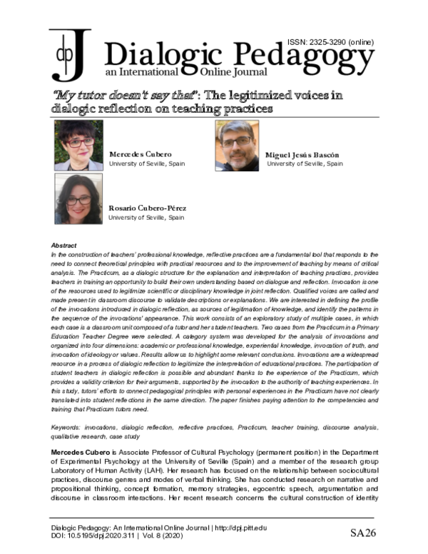 (PDF) “My tutor doesn’t say that”: The legitimized voices in dialogic ...