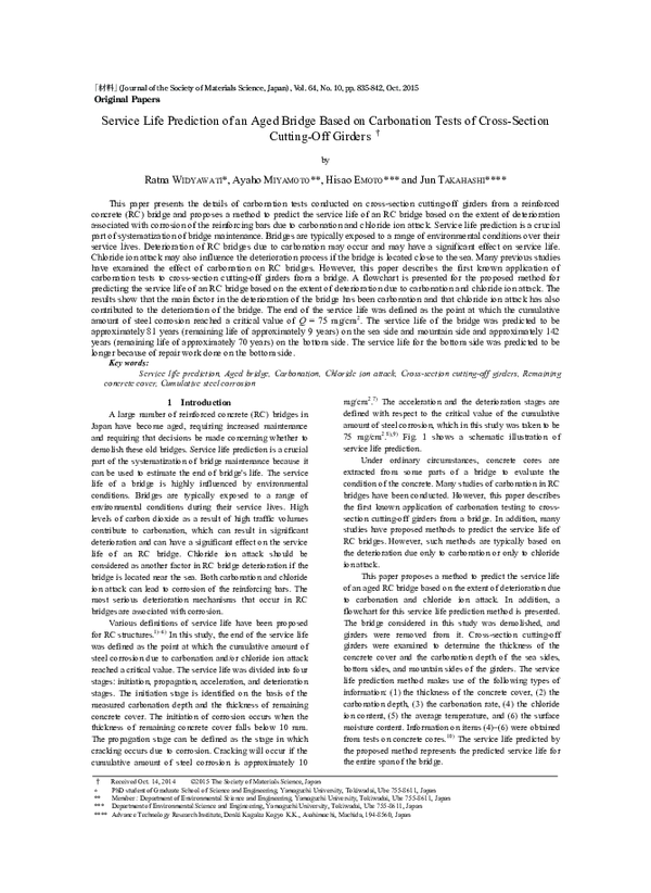 (PDF) Service Life Prediction of an Aged Bridge Based on Carbonation ...