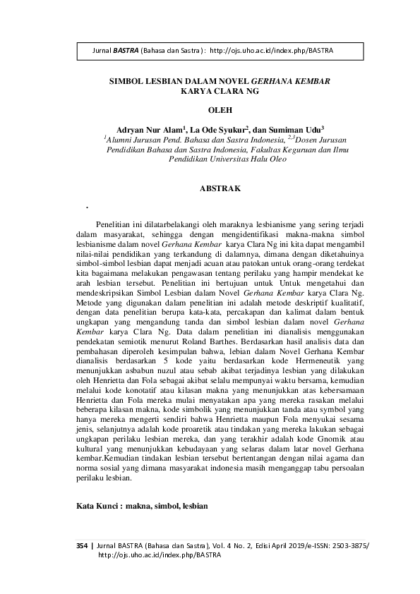 (PDF) Simbol Lesbian Dalam Novel Gerhana Kembar Karya Clara NG