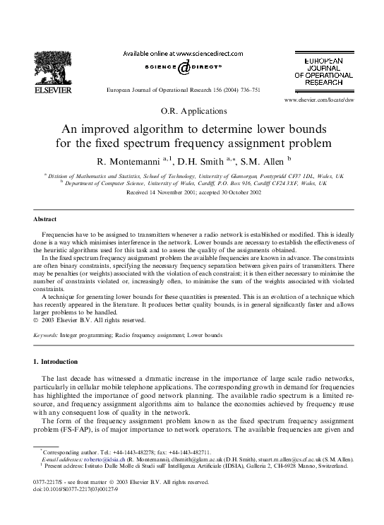 (PDF) An improved algorithm to determine lower bounds for the fixed spectrum frequency ...