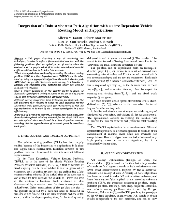 Pdf Integration Of A Robust Shortest Path Algorithm With A Time 9475
