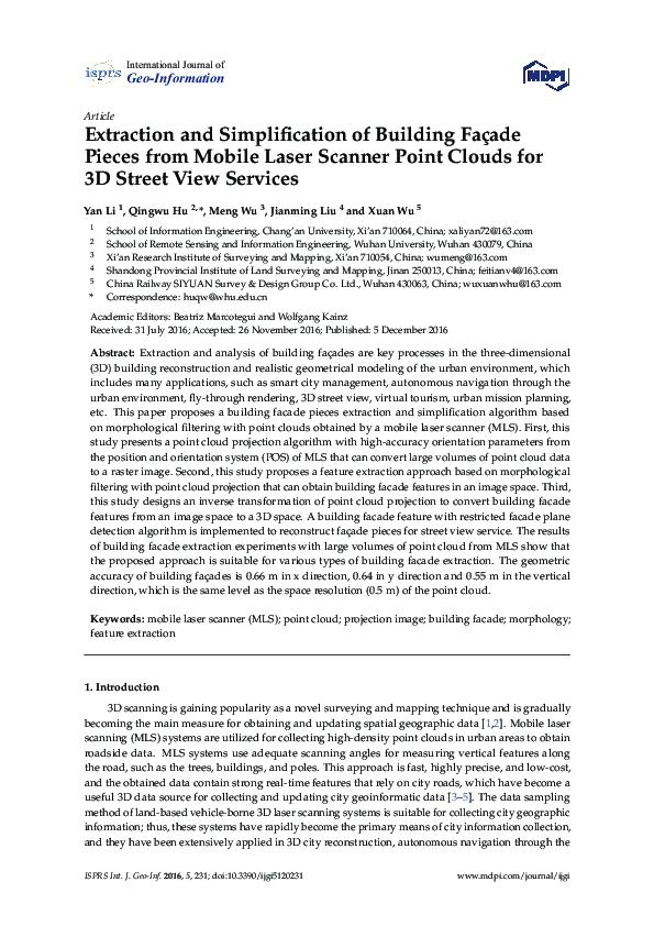(PDF) Extraction and Simplification of Building Façade Pieces from ...