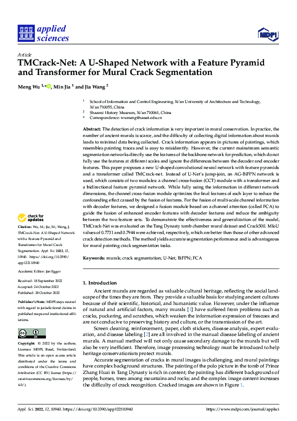 (PDF) TMCrack-Net: A U-Shaped Network with a Feature Pyramid and Transformer for Mural Crack ...