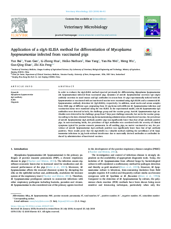 (PDF) Application of a sIgA-ELISA method for differentiation of ...